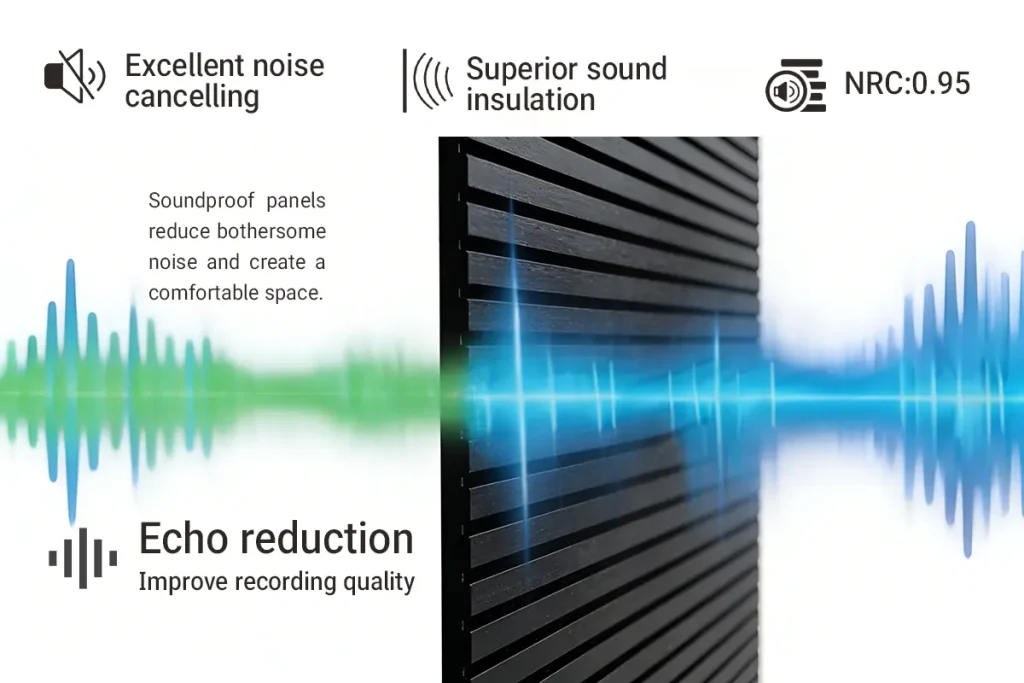 Slat Teak Color Acoustic Sound Panels - Sound Absorbing Walls