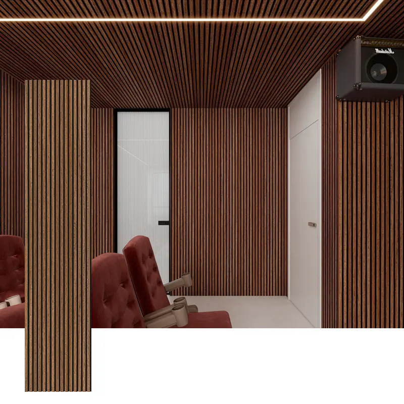 Slat Teak Color Acoustic Sound Panels - Sound Absorbing Walls